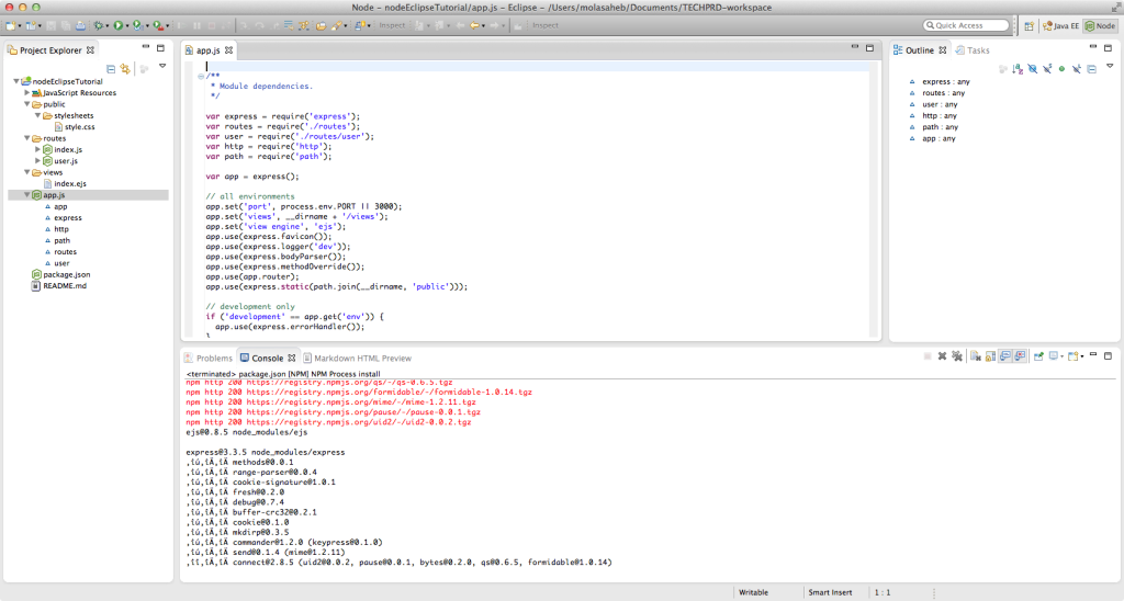How to setup Node.js project in Eclipse - Check out our Apps